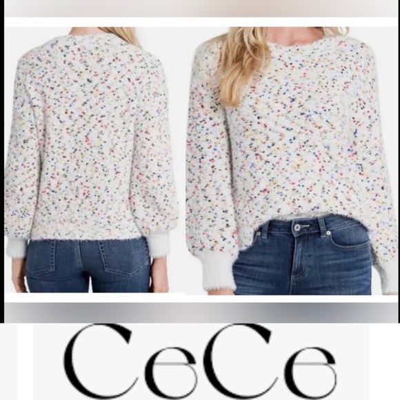 CeCe | Sweaters | Like New Cece Speckled Sweater Bishop Sleeve Fleck ...